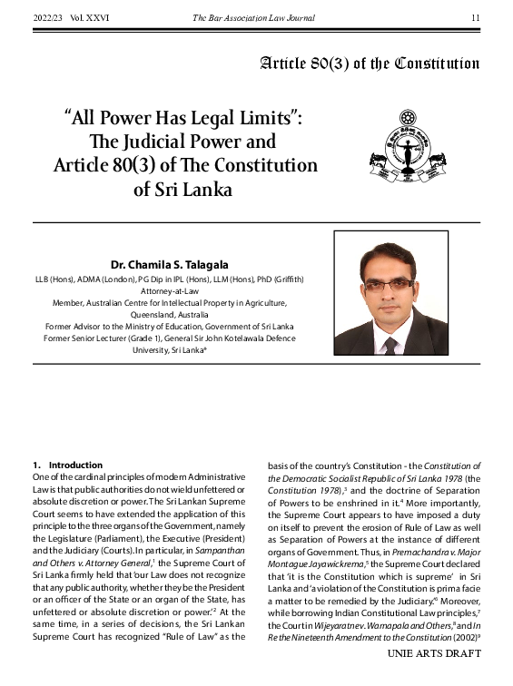 (PDF) "All Power Has Legal Limits": The Judicial Power and Article 80(3 ...
