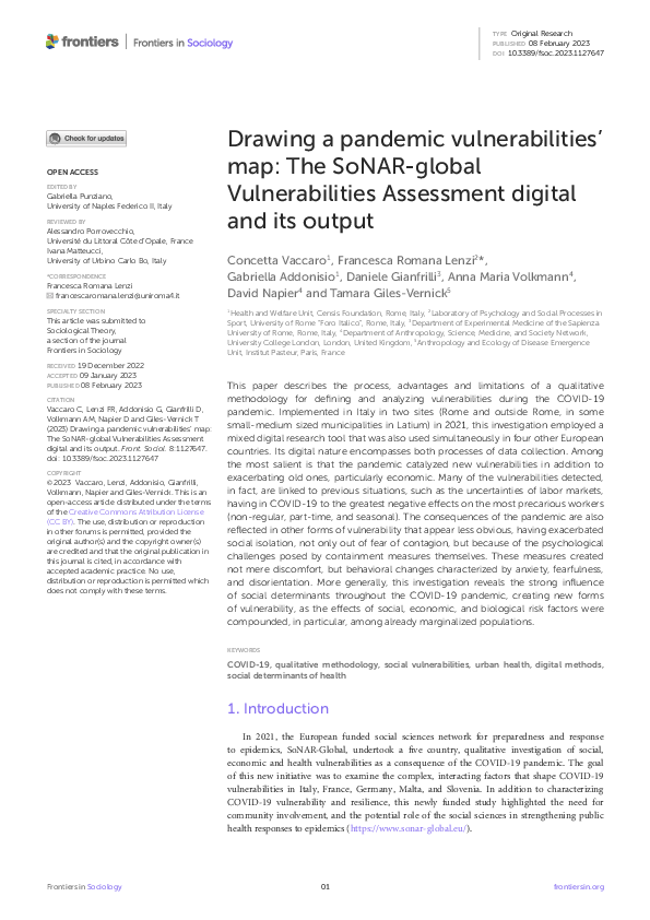 (PDF) Drawing a pandemic vulnerabilities' map: The SoNAR-global ...