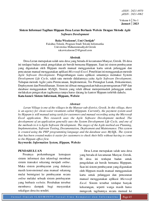 (PDF) Sistem Informasi Tagihan Hippam Desa Leran Berbasis Website ...
