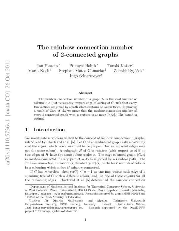 (PDF) The rainbow connection number of 2-connected graphs