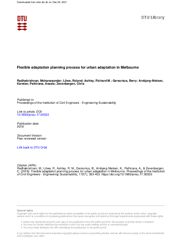 (PDF) Flexible adaptation planning process for urban adaptation in Melbourne, Australia