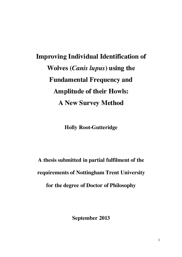 (PDF) Improving individual identification of wolves (Canis lupus) using ...