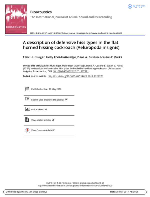 (PDF) A description of defensive hiss types in the flat horned hissing ...
