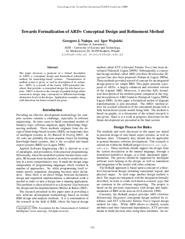 (PDF) Towards formalization of ARD+ conceptual design and refinement method