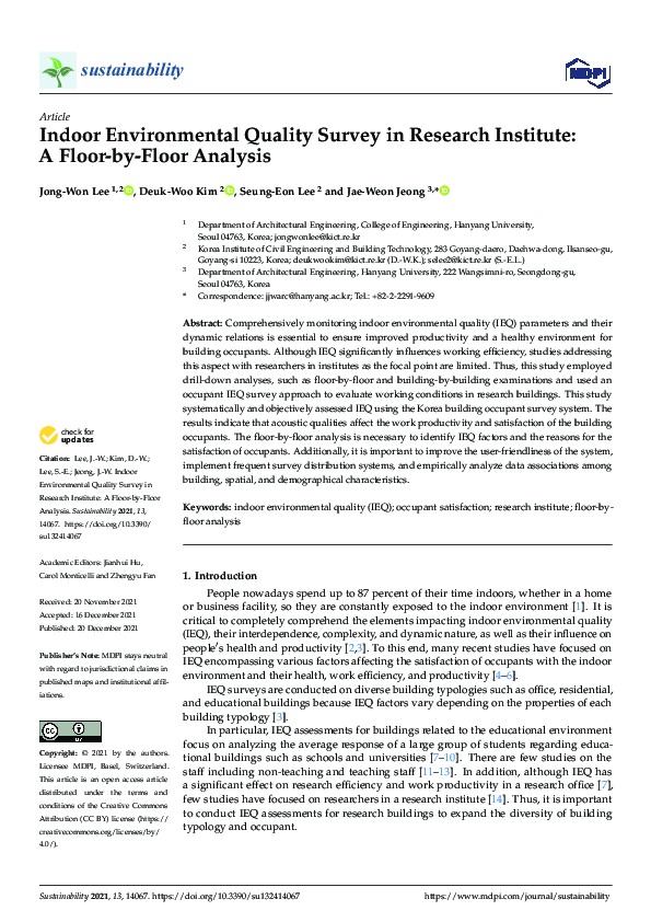 (PDF) Indoor Environmental Quality Survey in Research Institute: A ...