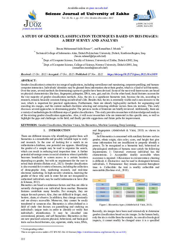 (PDF) A Study of Gender Classification Techniques Based on Iris Images ...