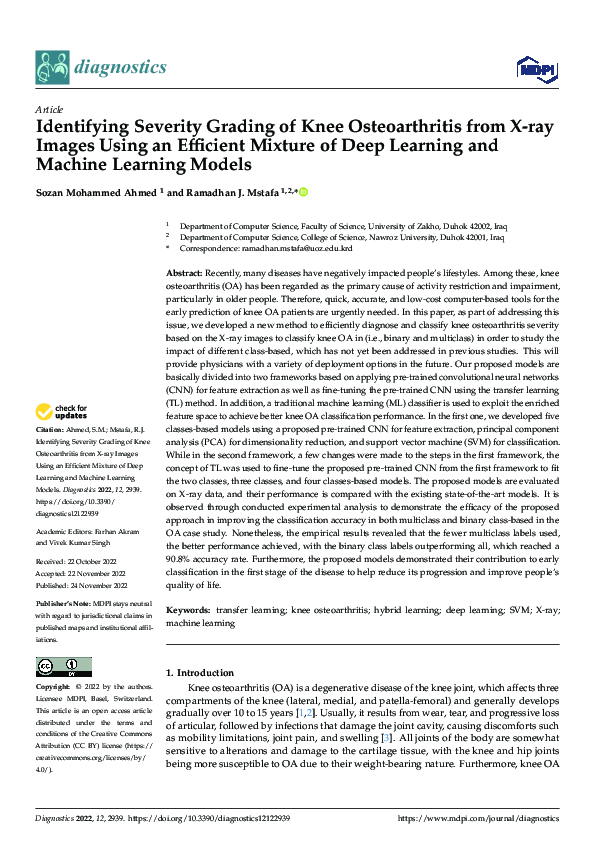 (PDF) Identifying Severity Grading of Knee Osteoarthritis from X-ray Images Using an Efficient ...