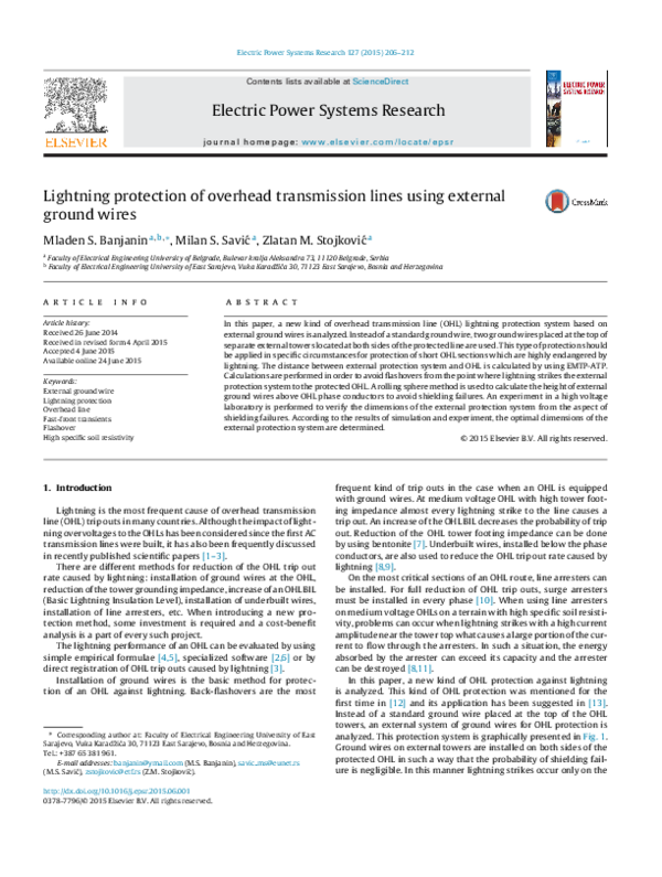 (PDF) Lightning protection of overhead transmission lines using ...