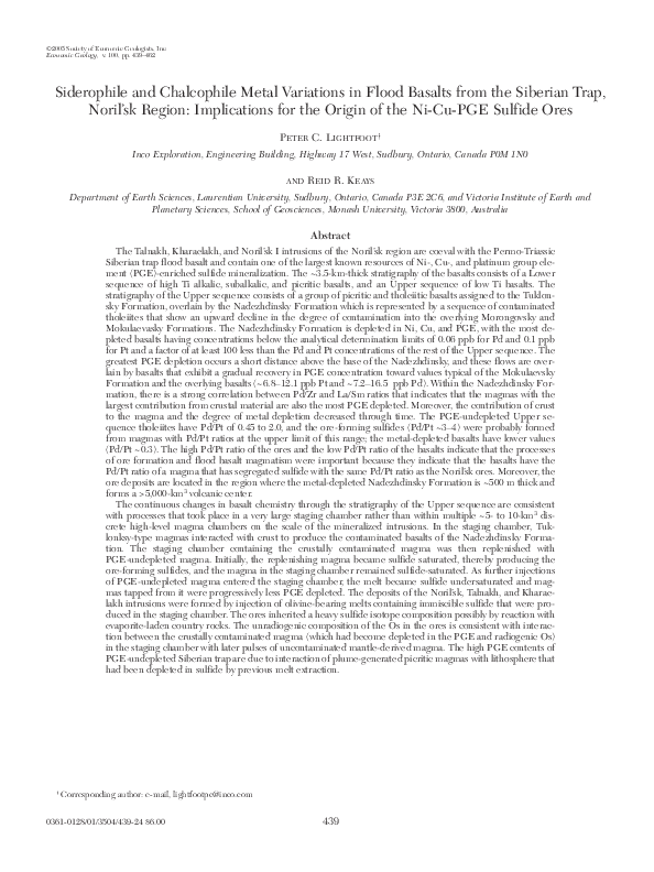 (PDF) Siderophile and Chalcophile Metal Variations in Flood Basalts ...