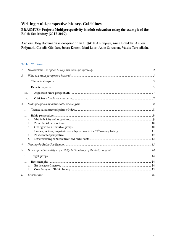 (PDF) Multiperspectivity in adult education using the example of the ...