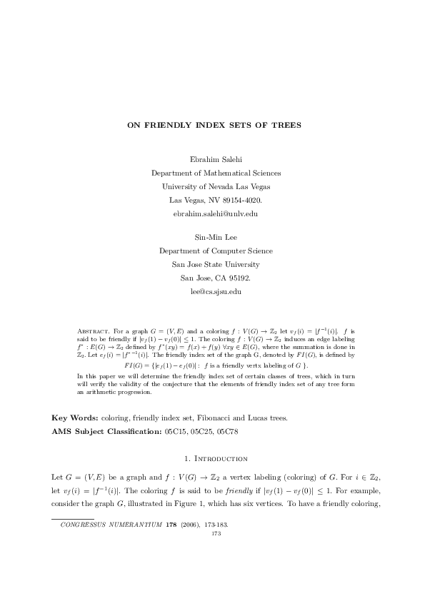 (PDF) On friendly index sets of trees