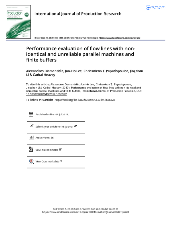 Pdf Performance Evaluation Of Flow Lines With Non Identical And Unreliable Parallel Machines