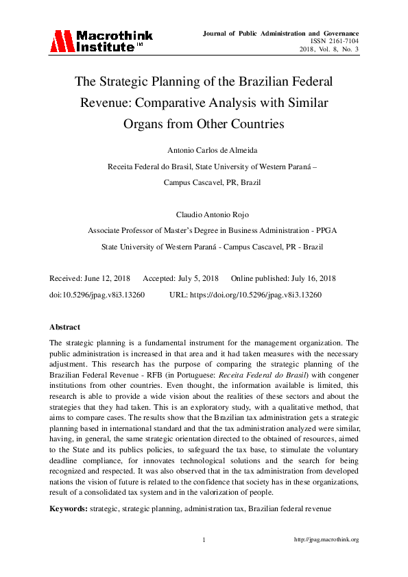 (PDF) The Strategic Planning of the Brazilian Federal Revenue ...
