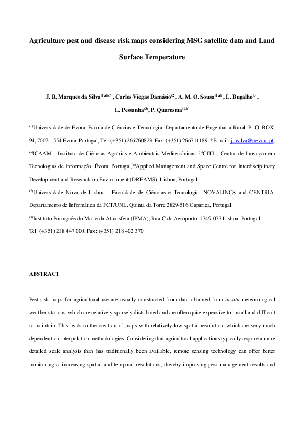 (PDF) Agriculture pest and disease risk maps considering MSG satellite ...