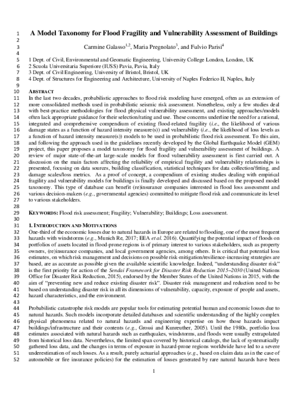(PDF) A model taxonomy for flood fragility and vulnerability assessment of buildings