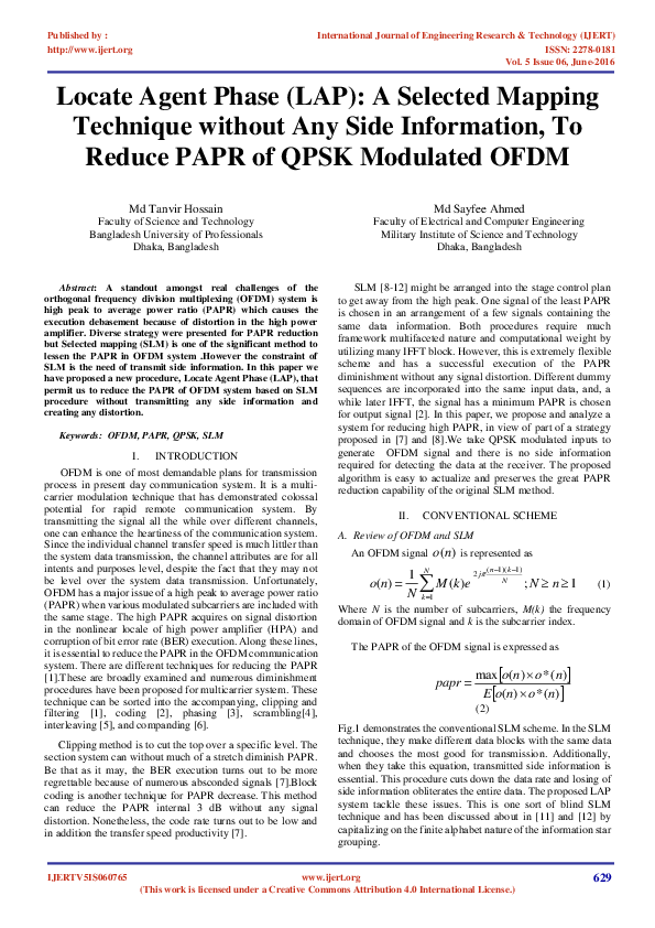 (PDF) Locate Agent Phase (LAP): A Selected Mapping Technique without Any Side Information, To ...