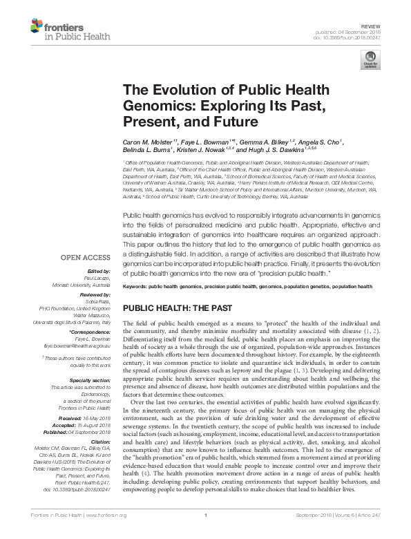 (PDF) The Evolution of Public Health Genomics: Exploring Its Past ...