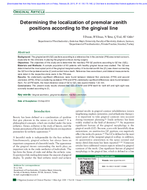 (PDF) Determining the localization of premolar zenith positions ...