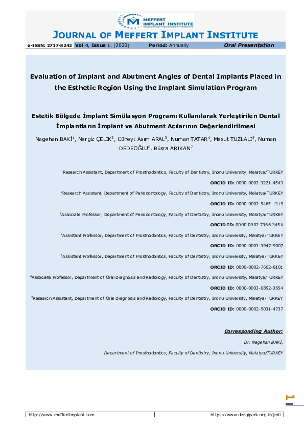 (PDF) Evaluation of Implant and Abutment Angles of Dental Implants ...