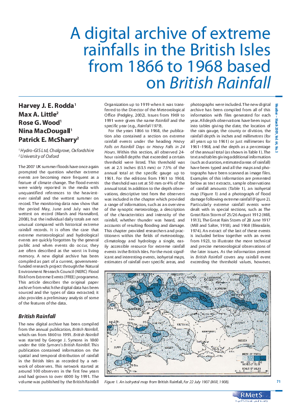 (PDF) A digital archive of extreme rainfalls in the British Isles from ...