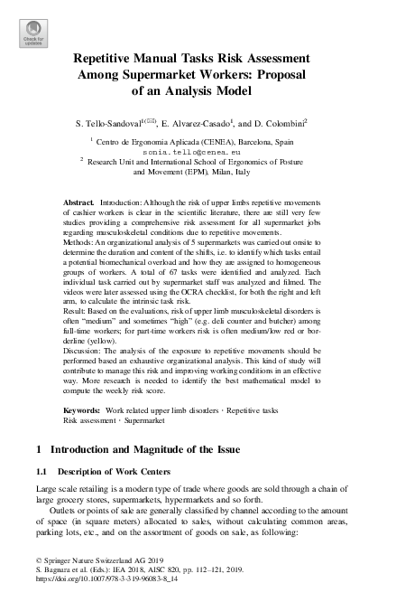 (PDF) Repetitive Manual Tasks Risk Assessment Among Supermarket Workers ...
