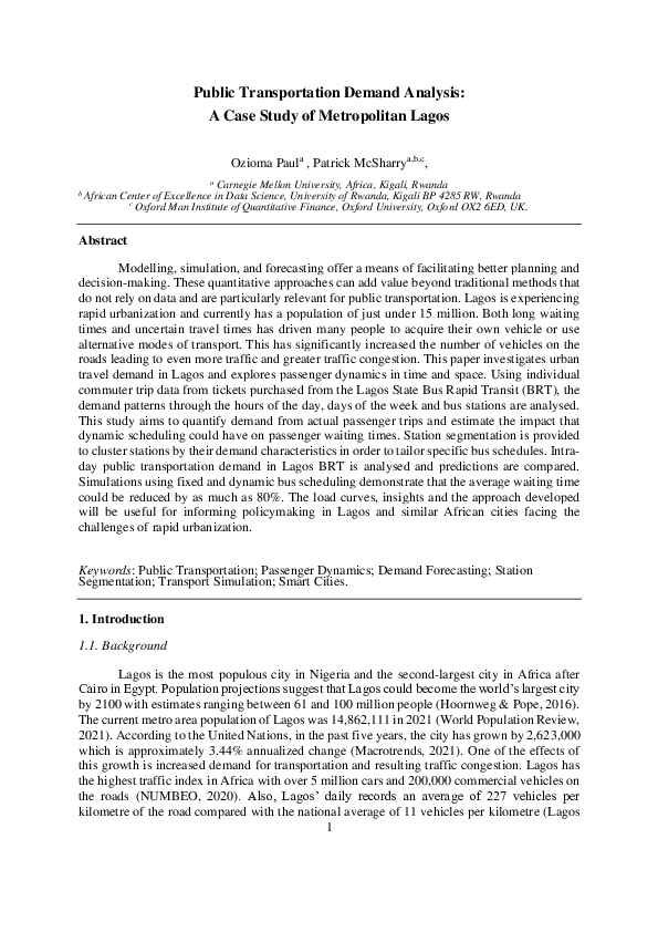 (PDF) Public Transportation Demand Analysis: A Case Study of ...