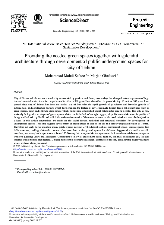 (PDF) Providing the Needed Green Spaces Together with Splendid ...