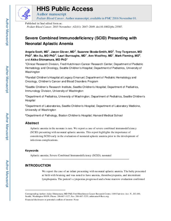 (PDF) Severe combined immunodeficiency (SCID) presenting with neonatal ...