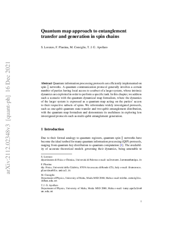 (PDF) Quantum map approach to entanglement transfer and generation in ...