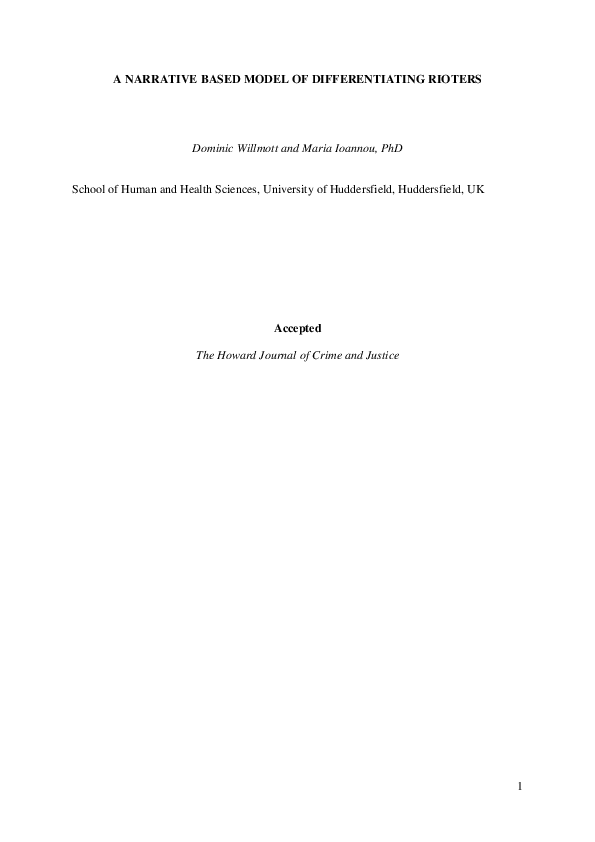 (PDF) A Narrative Based Model of Differentiating Rioters