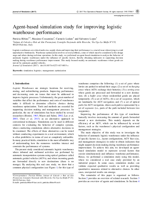 (PDF) Agent-based simulation study for improving logistic warehouse performance