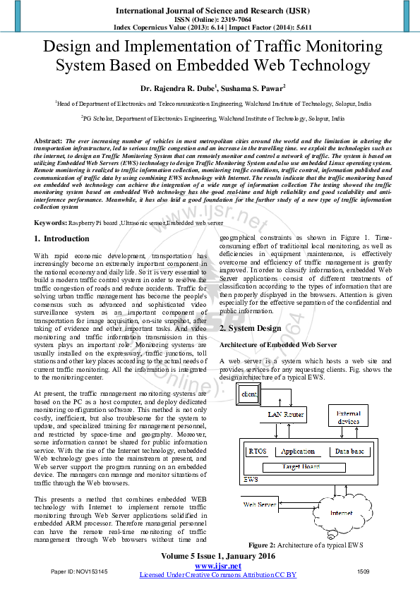 Pdf Traffic Monitoring System Using Embedded Web Technology