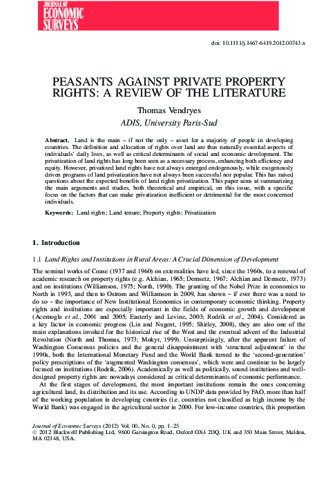 (PDF) Peasants Against Private Property Rights: A Review of the Literature