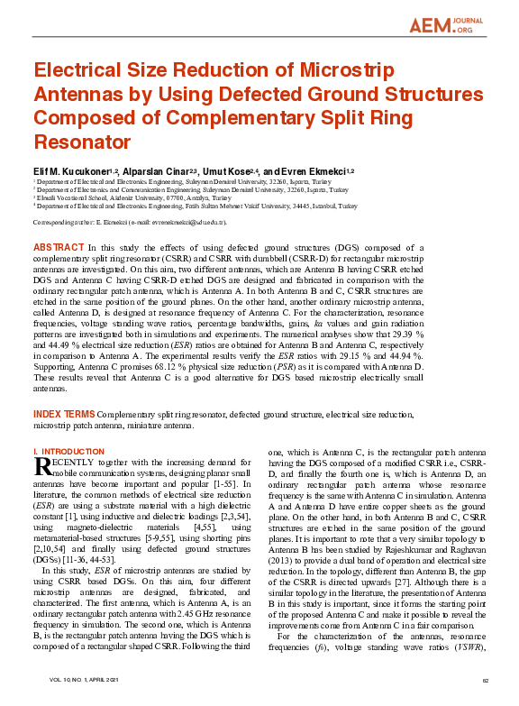 (PDF) Electrical Size Reduction of Microstrip Antennas by Using Defected Ground Structures ...