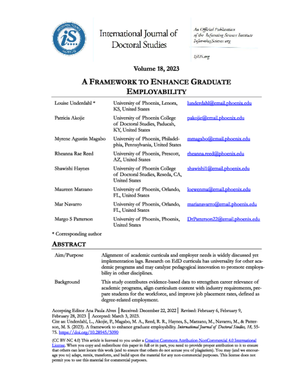 (PDF) A Framework to Enhance Graduate Employability