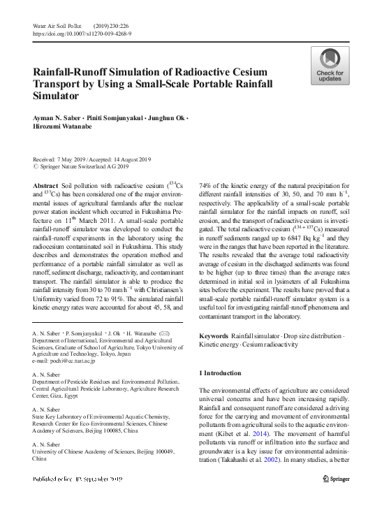 (PDF) Rainfall-Runoff Simulation of Radioactive Cesium Transport by ...