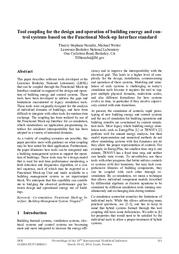 Pdf Tool Coupling For The Design And Operation Of Building Energy And Control Systems Based On