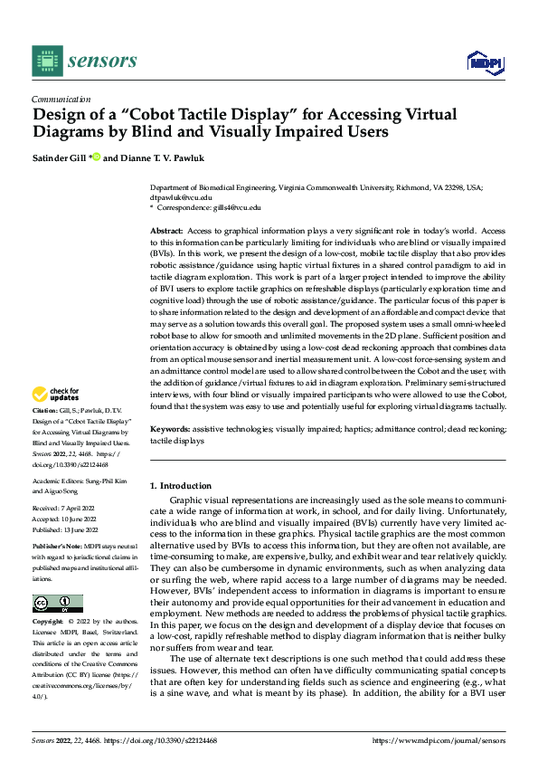 (PDF) Design of a “Cobot Tactile Display” for Accessing Virtual ...