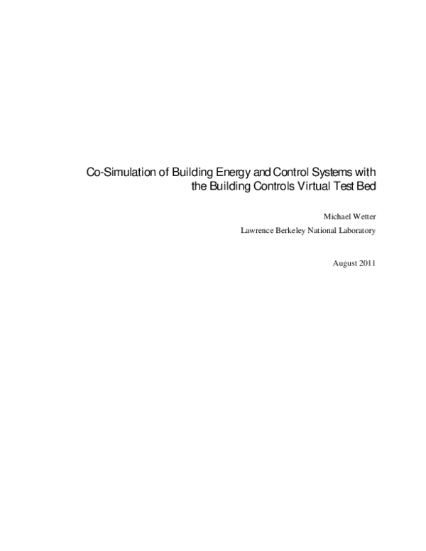 (PDF) Building Controls Virtual Test Bed