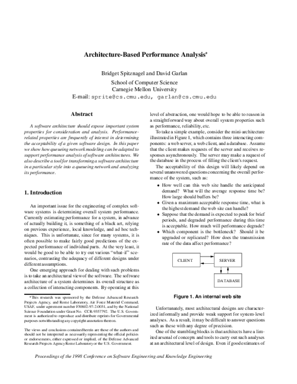 (PDF) Architecture-Based Performance Analysis | David Garlan - Academia.edu