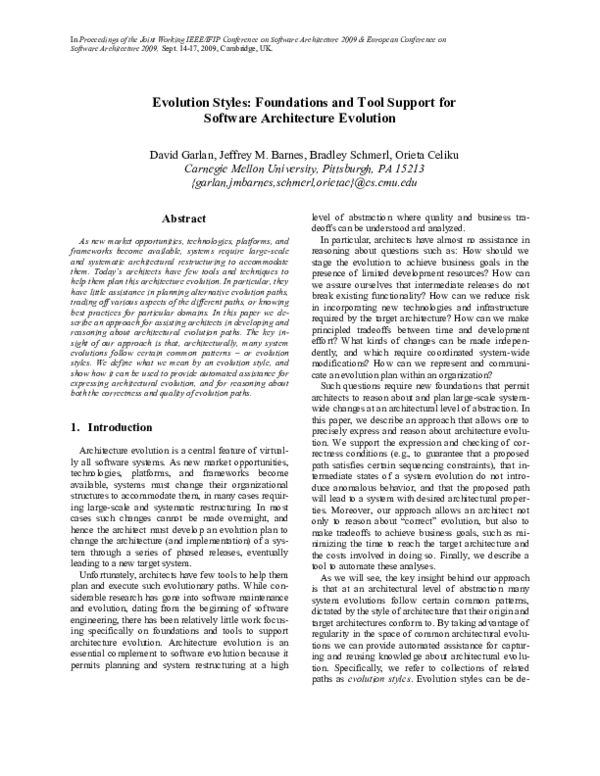 Pdf Evolution Styles Foundations And Tool Support For Software Architecture Evolution