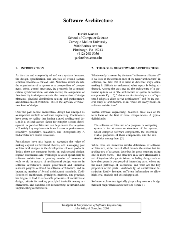(PDF) Software Architecture