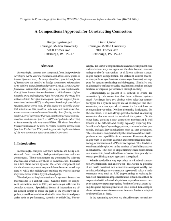 (PDF) A compositional approach for constructing connectors (PDF) A compositional approach for constructing connectors