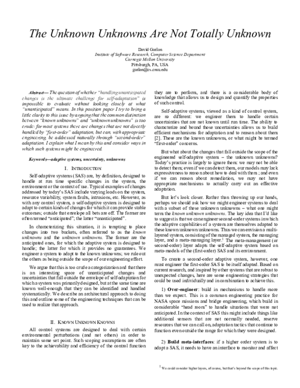 (PDF) The Unknown Unknowns Are Not Totally Unknown