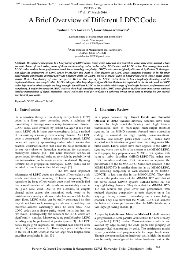 (PDF) A Brief Overview of Different LDPC Code
