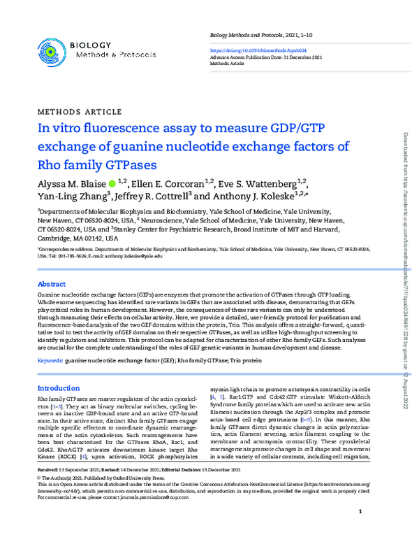 (PDF) In vitro fluorescence assay to measure GDP/GTP exchange of ...