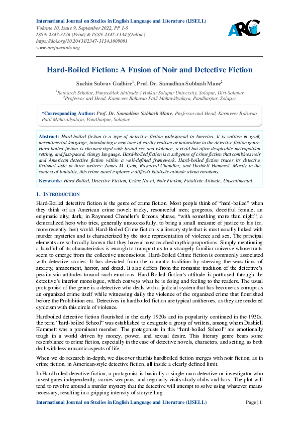 (PDF) Hard-Boiled Fiction: A Fusion of Noir and Detective Fiction