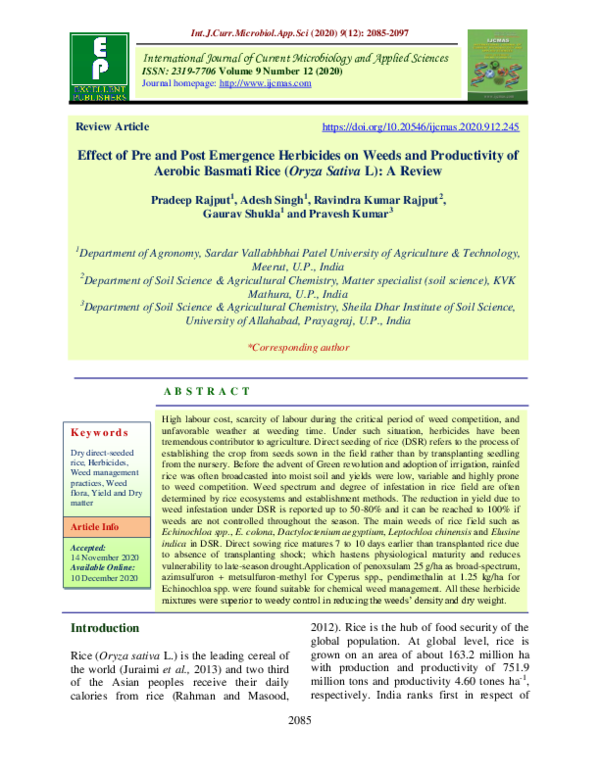 (PDF) Effect of Pre and Post Emergence Herbicides on Weeds and ...