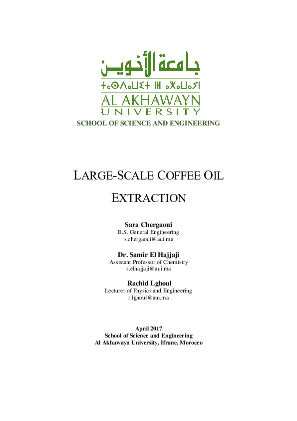 (PDF) Large-Scale Coffee Oil Extraction