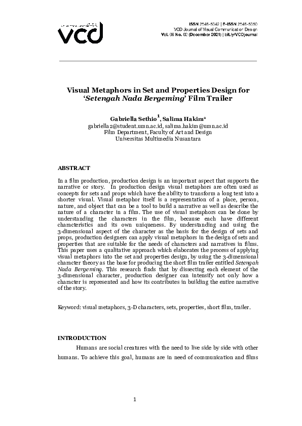 (PDF) Visual Metaphors in Set and Properties Design for ‘Setengah Nada ...